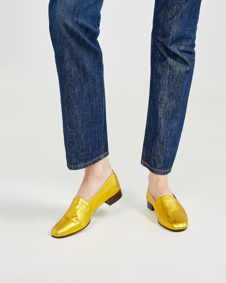 No.11 Yellow Gold Leather Block Heels - Ops & Ops