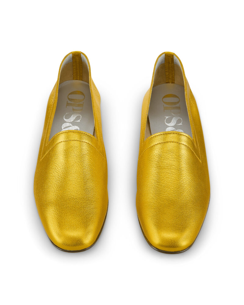 No.11 Yellow Gold Leather Block Heels - Ops & Ops